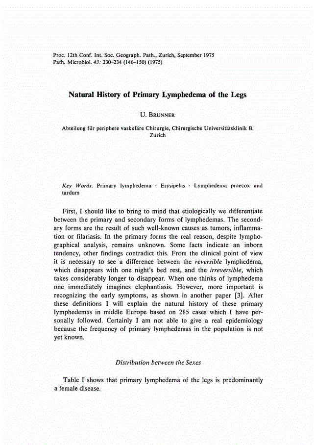 Natural History of Primary Lymphedema of the Legs | Pathobiology ...