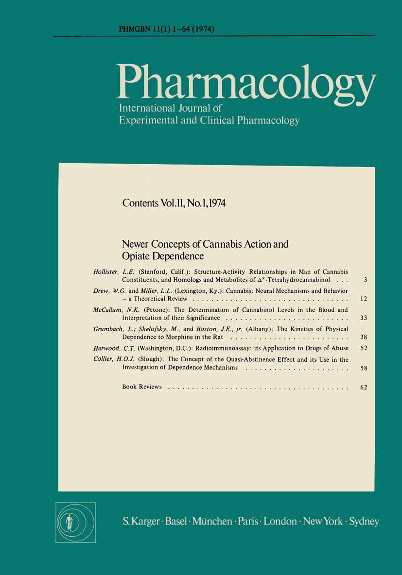 Volume 11 Issue 1 | Pharmacology | Karger Publishers