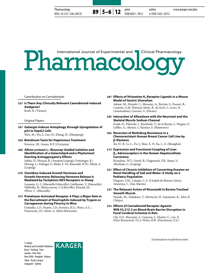 Volume 89 Issue 5-6 | Pharmacology | Karger Publishers