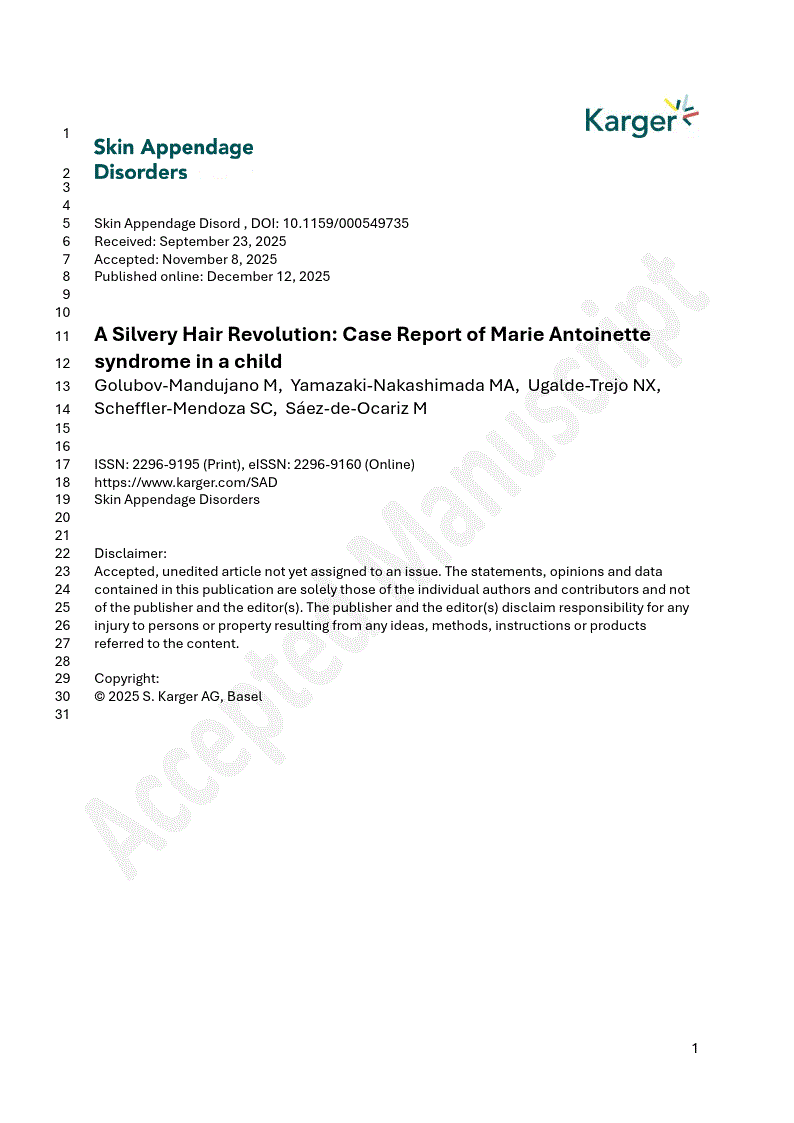 A Silvery Hair Revolution: Case Report of Marie Antoinette syndrome in ...