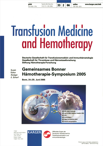 Hemotherapy | Transfusion Medicine and Hemotherapy | Karger Publishers