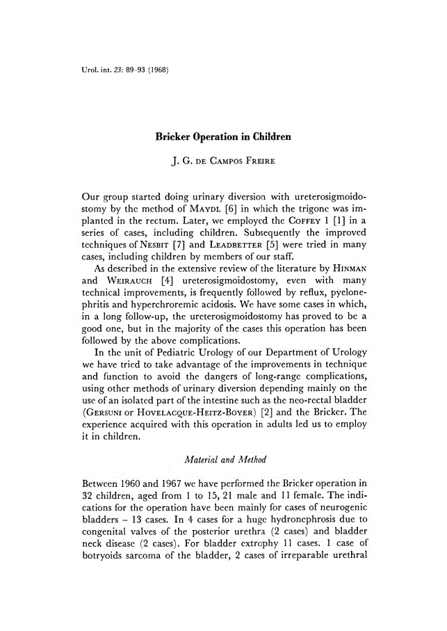 Bricker Operation in Children | Urologia Internationalis | Karger ...