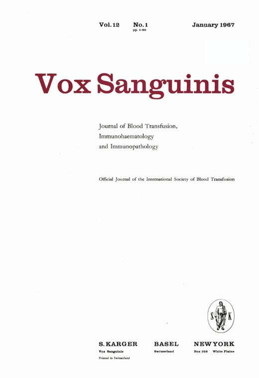 Editorial | Vox Sanguinis | Karger Publishers