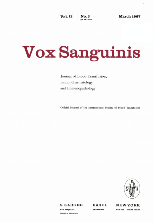 Blood Group Chimerism | Vox Sanguinis | Karger Publishers