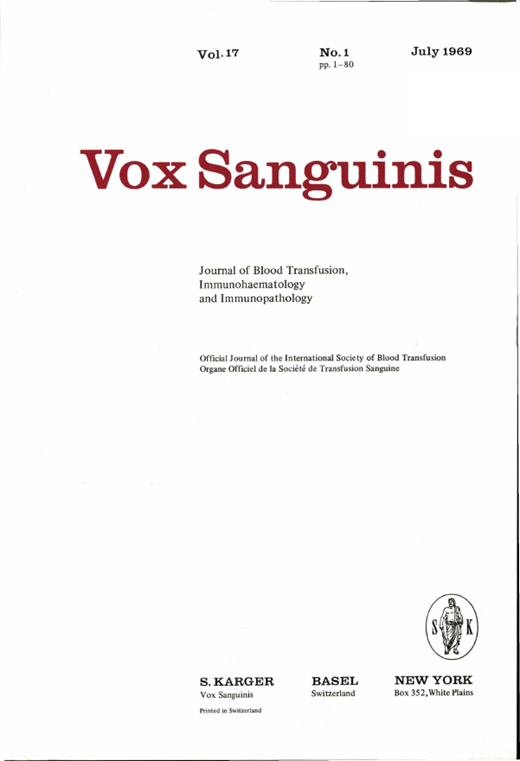 Volume 17 Issue 1 | Vox Sanguinis | Karger Publishers