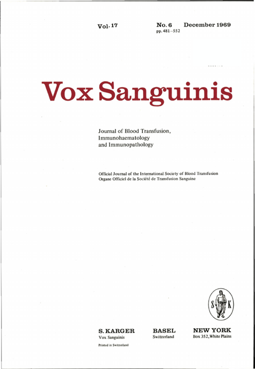 Index vol. 17 | Vox Sanguinis | Karger Publishers