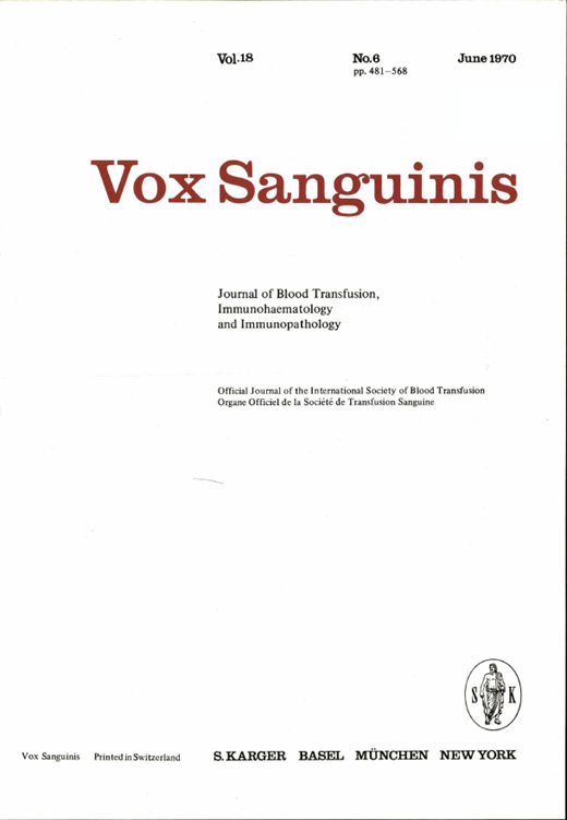 Index Vol. 18 | Vox Sanguinis | Karger Publishers