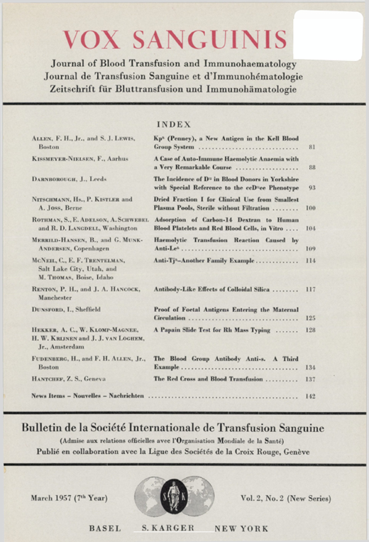 The Blood Group Antibody Anti-s A Third Example * | Vox Sanguinis ...