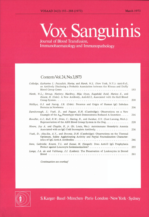 Varia / Book Review | Vox Sanguinis | Karger Publishers