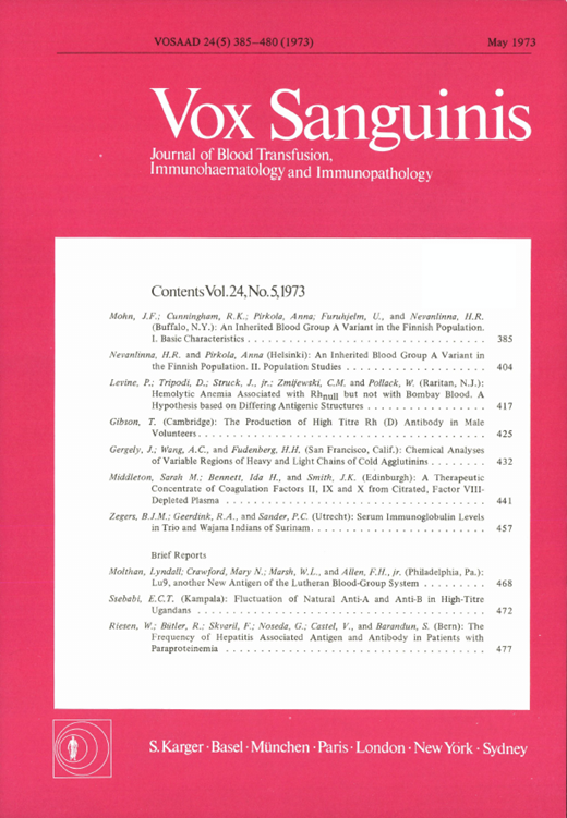Lu9, another New Antigen of the Lutheran Blood-Group System | Vox ...