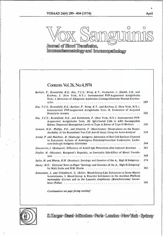 Volume 26 Issue 4 | Vox Sanguinis | Karger Publishers