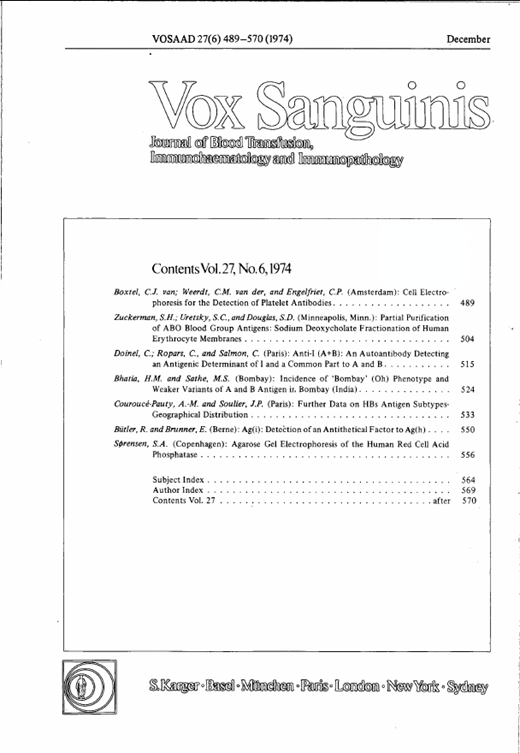 Incidence of ‘Bombay’ (Oh) Phenotype and Weaker Variants of A and B ...