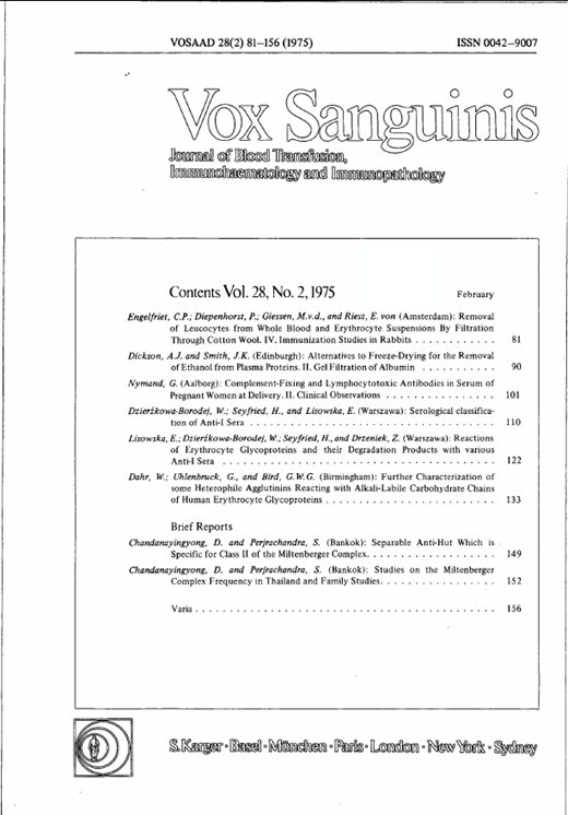 Varia | Vox Sanguinis | Karger Publishers