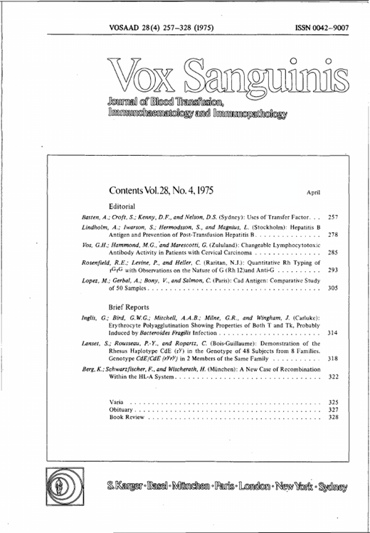 Cad Antigen: Comparative Study of 50 Samples | Vox Sanguinis | Karger ...
