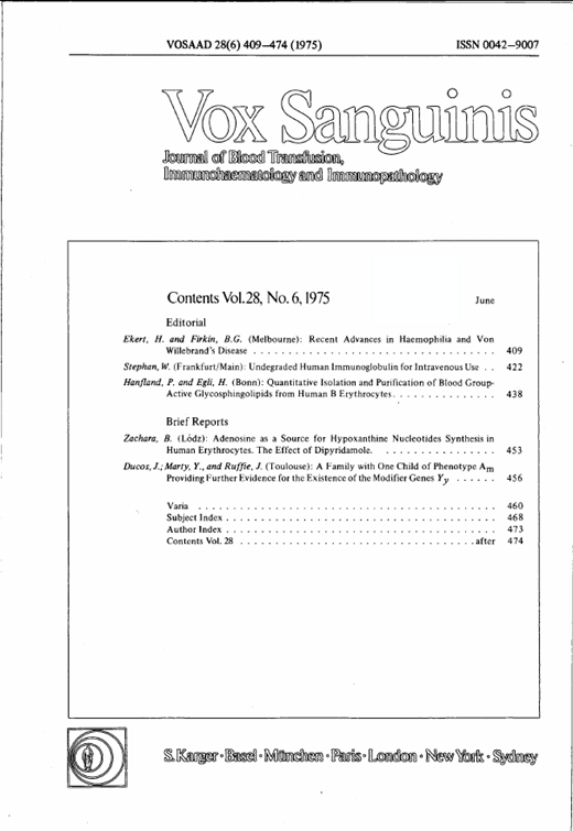 Author Index | Vox Sanguinis | Karger Publishers