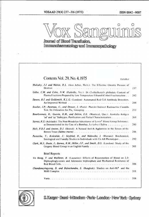 Varia | Vox Sanguinis | Karger Publishers