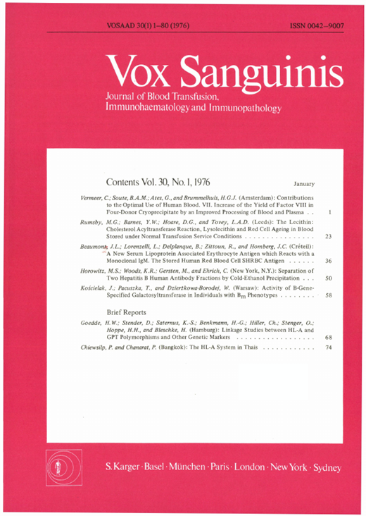 A New Serum Lipoprotein Associated Erythrocyte Antigen which Reacts ...