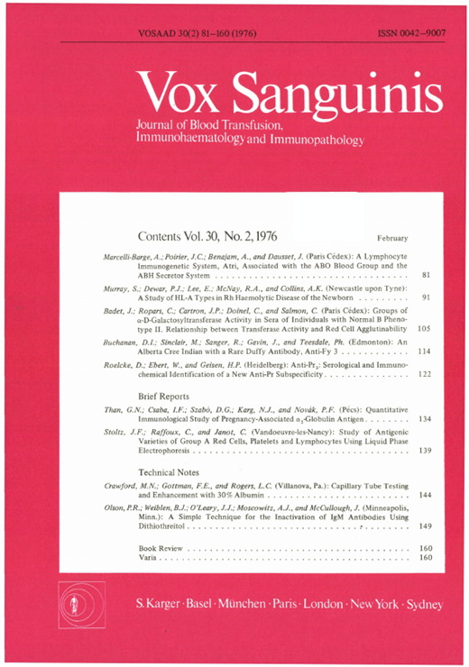 A Study of HL-A Types in Rh Haemolytic Disease of the Newborn | Vox ...