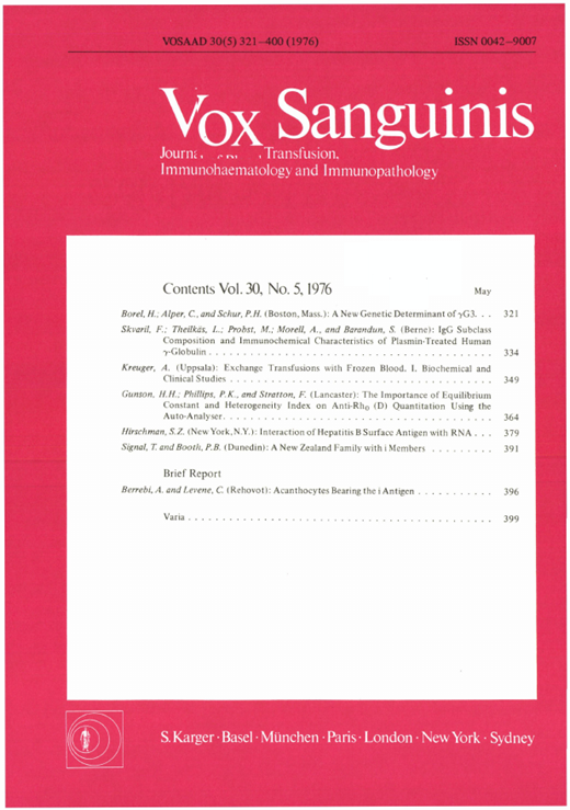 Society Transactions | Vox Sanguinis | Karger Publishers