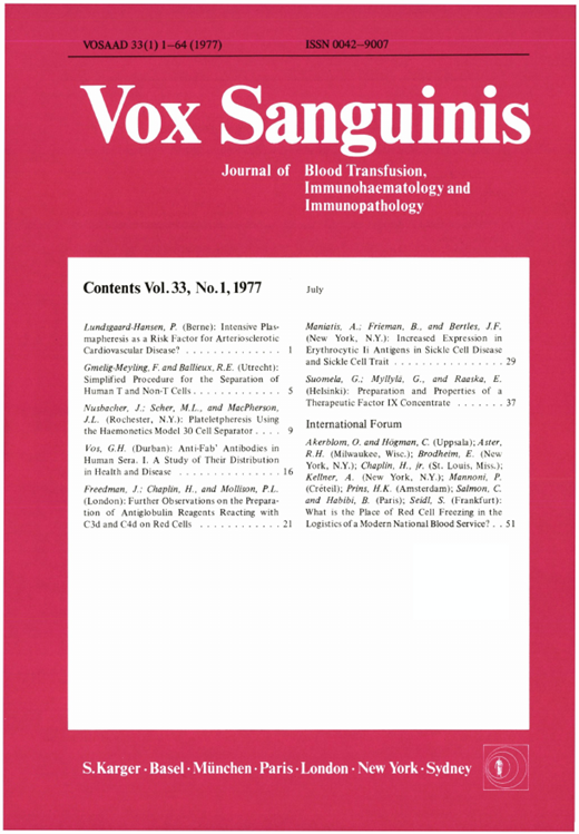 Plateletpheresis Using the Haemonetics Model 30 Cell Separator | Vox ...