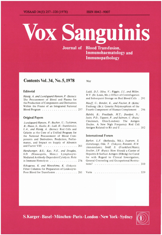 Varia | Vox Sanguinis | Karger Publishers