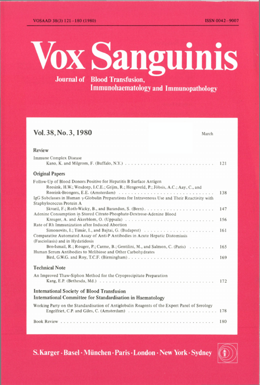 Volume 38 Issue 3 | Vox Sanguinis | Karger Publishers