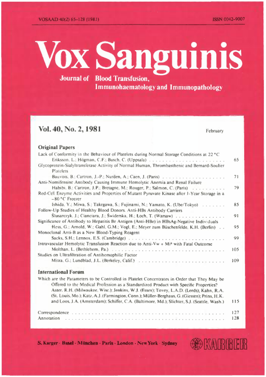Lack of Conformity in the Behaviour of Platelets during Normal Storage ...