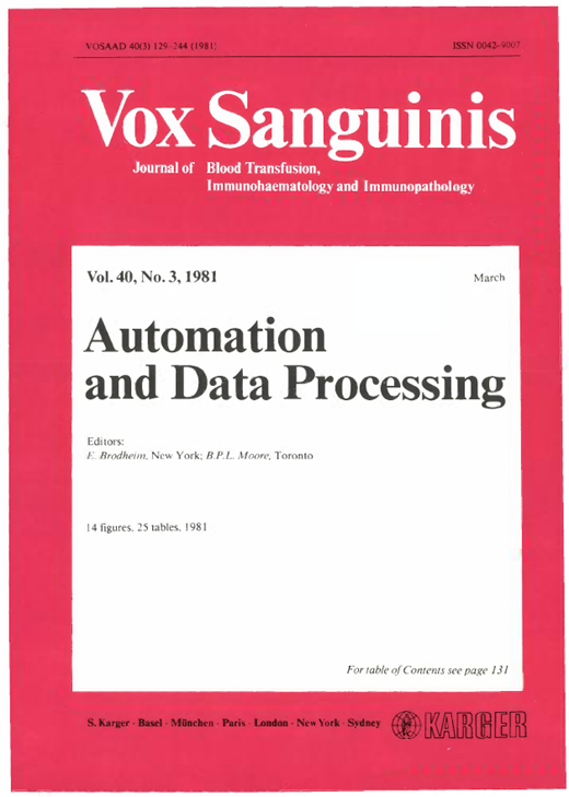 Editorial Note | Vox Sanguinis | Karger Publishers