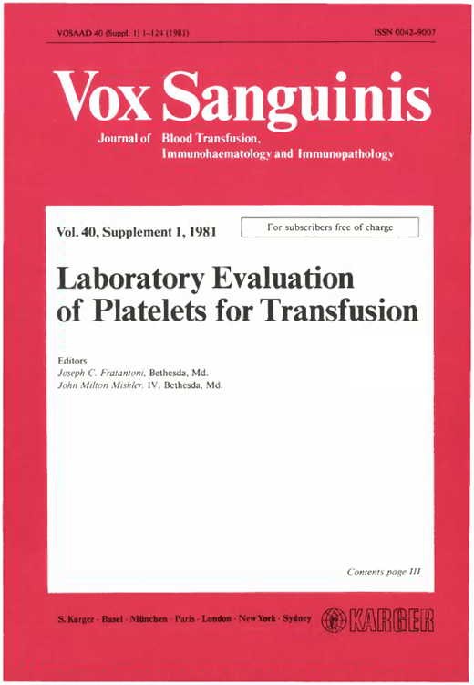 Introduction | Vox Sanguinis | Karger Publishers