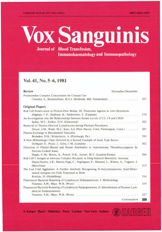Subject Index | Vox Sanguinis | Karger Publishers