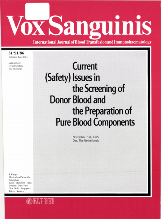 Important Parameters in Plasma Fractionation | Vox Sanguinis | Karger ...