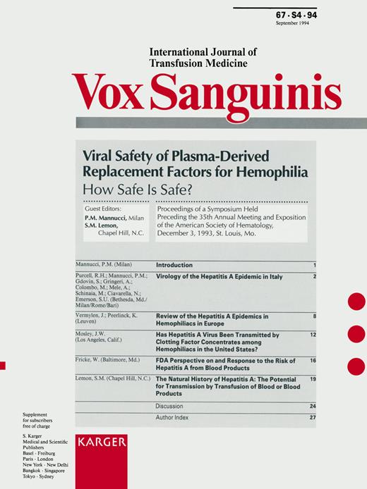 Introduction | Vox Sanguinis | Karger Publishers