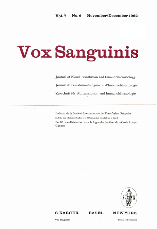 Index | Vox Sanguinis | Karger Publishers