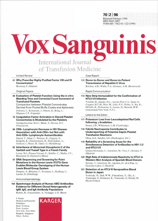 Coagulation Factor Activation in Stored Platelet Concentrates is ...