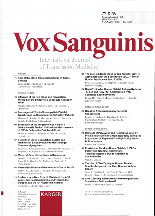 Hepatitis A Transmission by Factor IX Concentrates | Vox Sanguinis ...